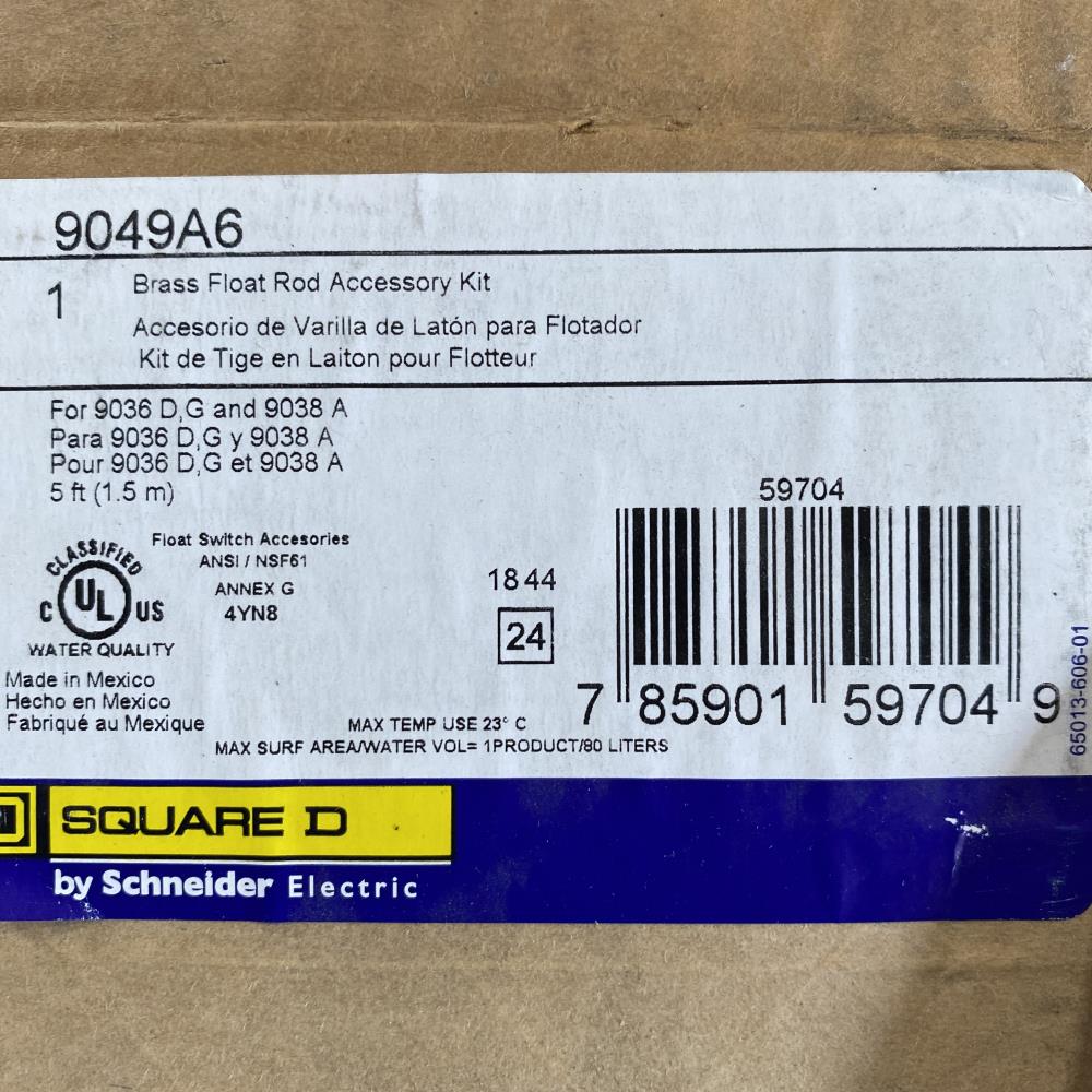 Square D Open Tank Float Switch 9036DW31 w/ Brass Float Rod Accessory Kit 9049A6