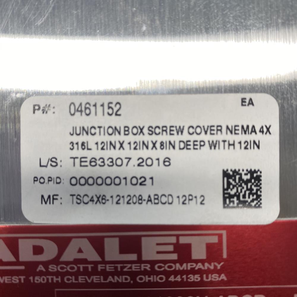 ADALET SS Junction & Pull Box Enclosure for Haz. Loc. TSC4X6-121208U ...