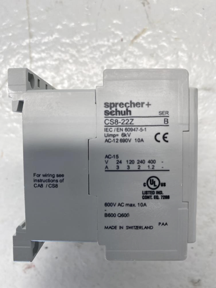 Lot of (2) Sprecher + Schuh Control Relays CS8-22Z-120