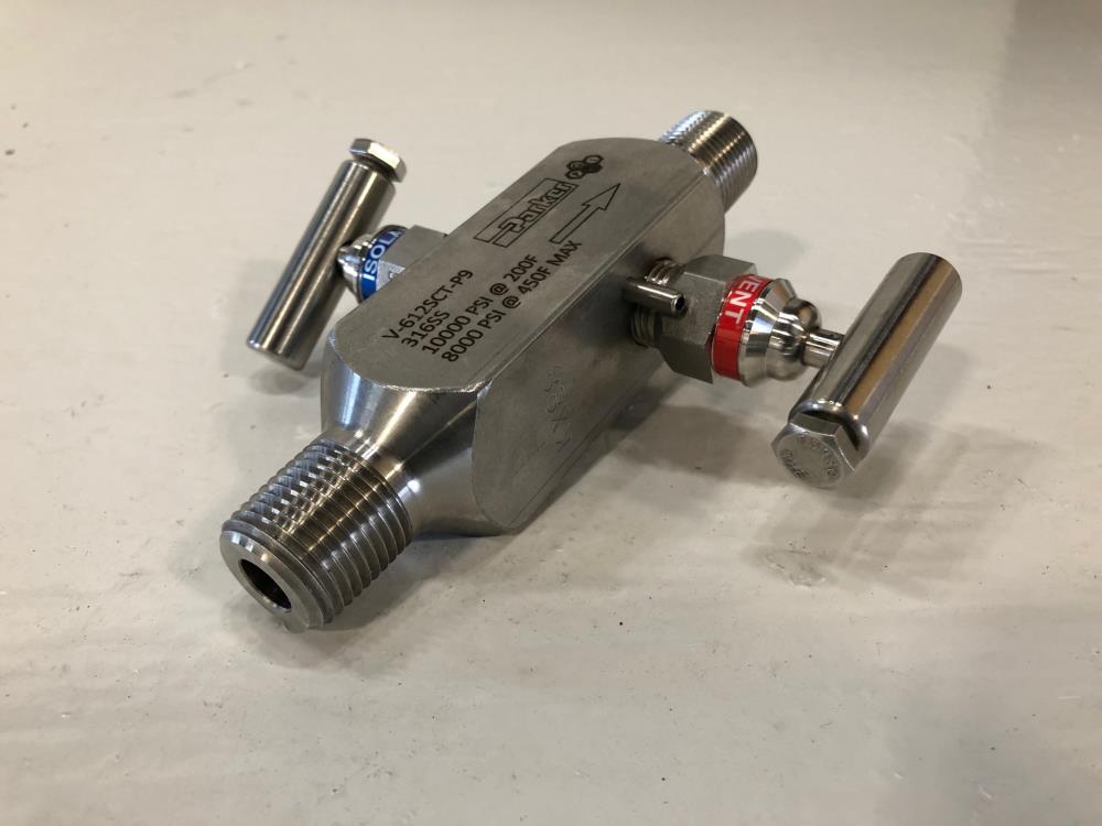Parker PGI 1/2" MNPT x 1/2" MNPT 316SS Manifold Valve, 10,000 PSI, V ...