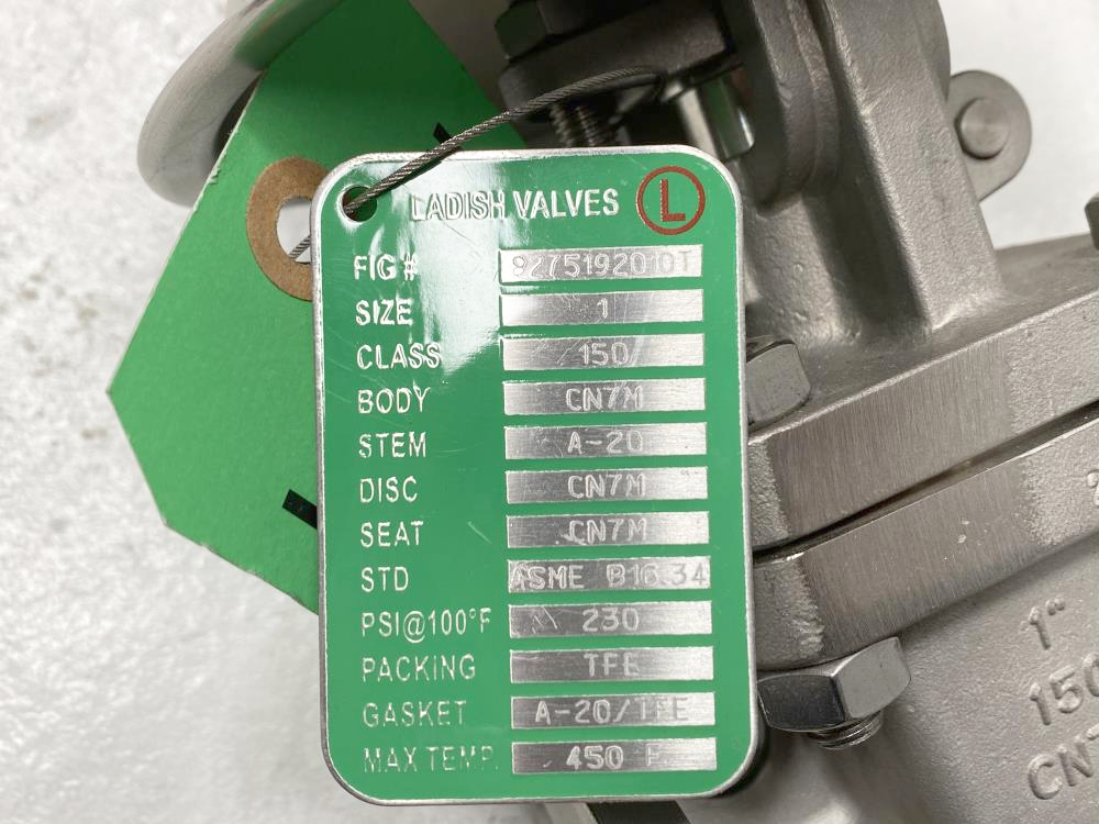Ladish 1" 150# CN7M Gate Valve with Acid Shield 8275192010T