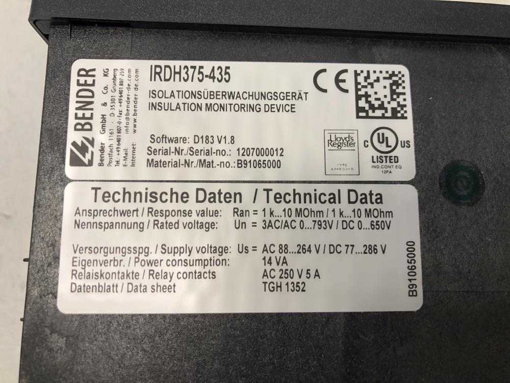 Bender A-Isometer Monitoring Device IRDH375-435, B91065000