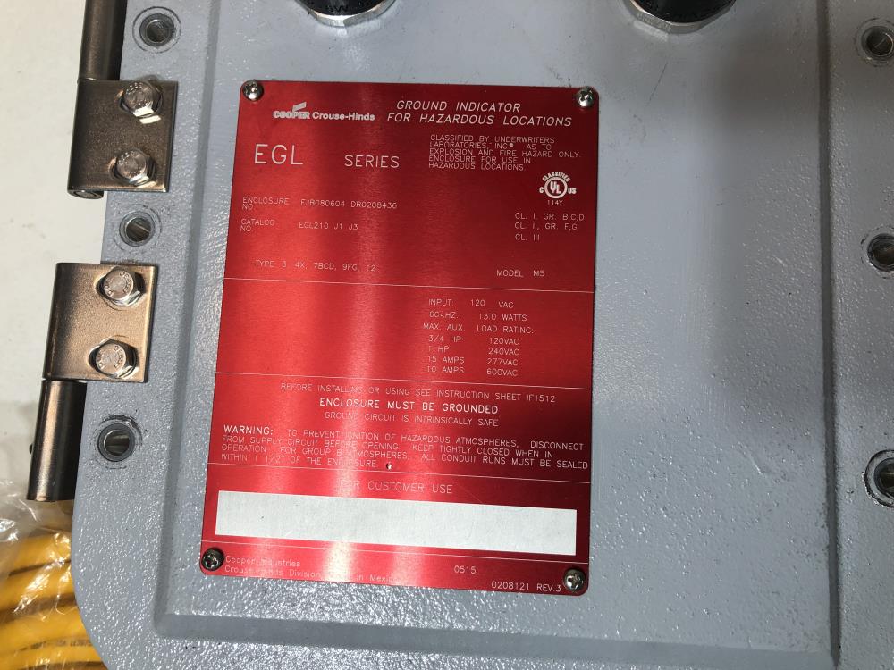 Cooper Crouse Hinds Grounding Indicator With Automatic Pump Control ...