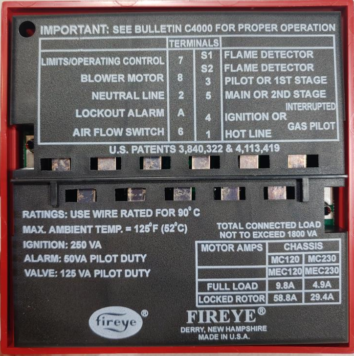 FIREYE Chassis 120V 50/60 Hz Part# MEC120