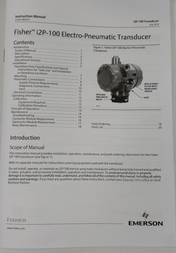 Fisher i2P-100 Electro-Pneumatic Transducer