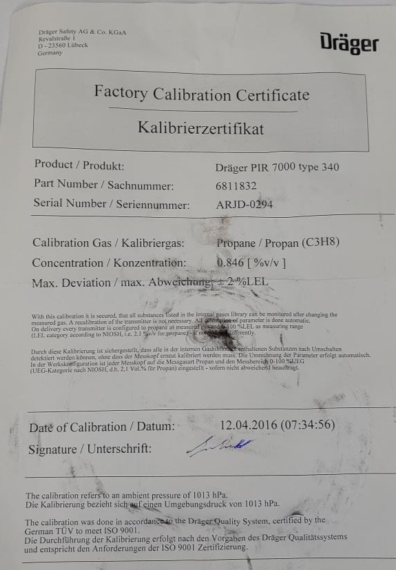 Drager Polytron 8700 Infrared Transmitter Flammable Gas Detection