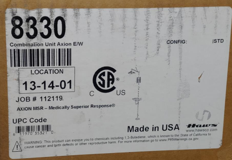 Haws Axion MSR Emergency Safety Shower and Eye Face Wash 8330