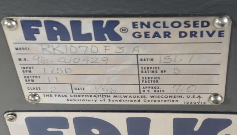 Falk Enclosed Gear Drive, 151:1 Ratio, #RK1070F3A