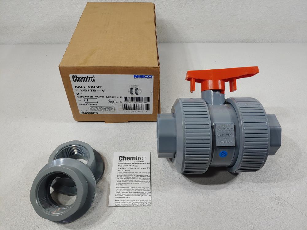 Chemtrol Nibco 2" Corzan CPVC/FKM Ball Valve SOC/THD TUTB Model D Fig# U51TB-V