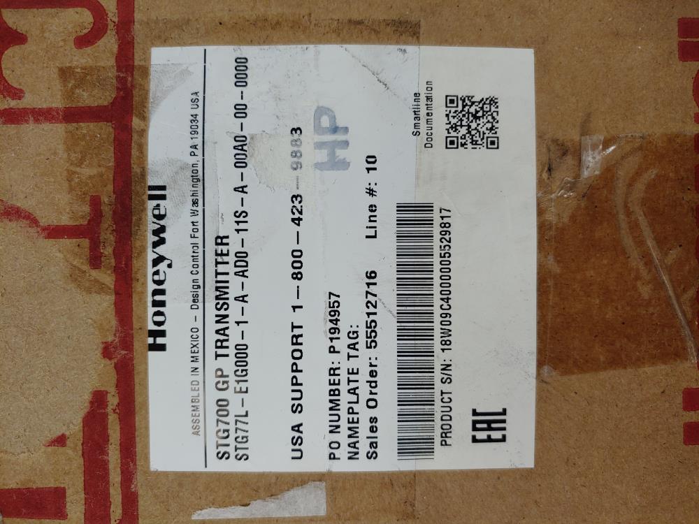 Honeywell STG700 SmartLine Gauge Pressure Transmitter STG77L-E1G000