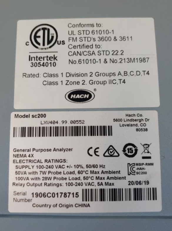 Hach SC200 Universal Flow Controller SC200 LXV404.99.00552