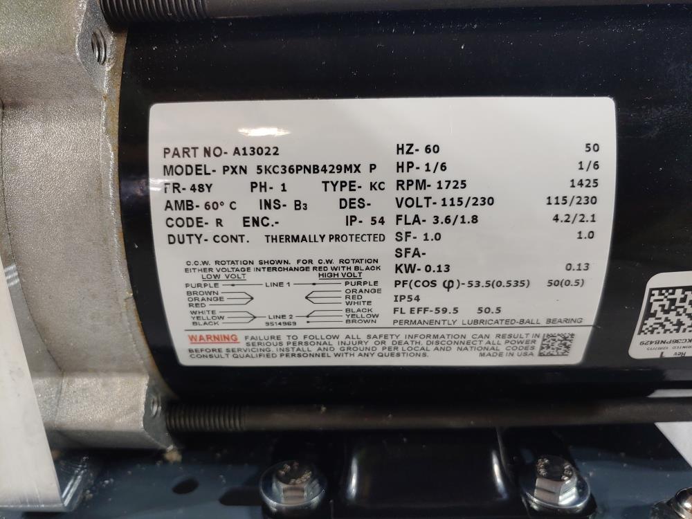 ADI Dia-Vac Pump Model# R221-FT-RA1-L with Marathon Electric Motor ...