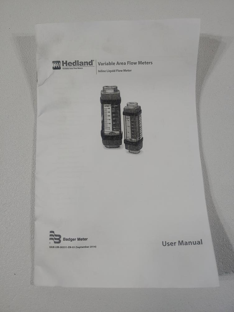 Badger Meter Hedland Variable Area Flow Meter 1/2 Badger Meter Hedland Variable Area Flow Meter 1/2