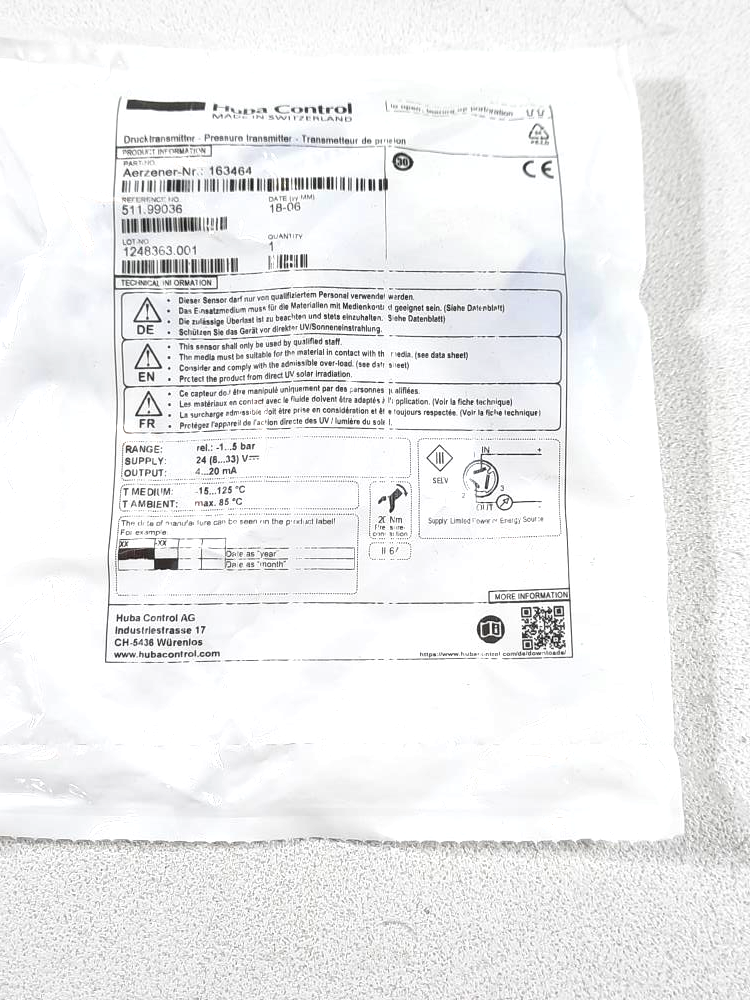 Huba Control Type 511 Pressure Transmitter 990036