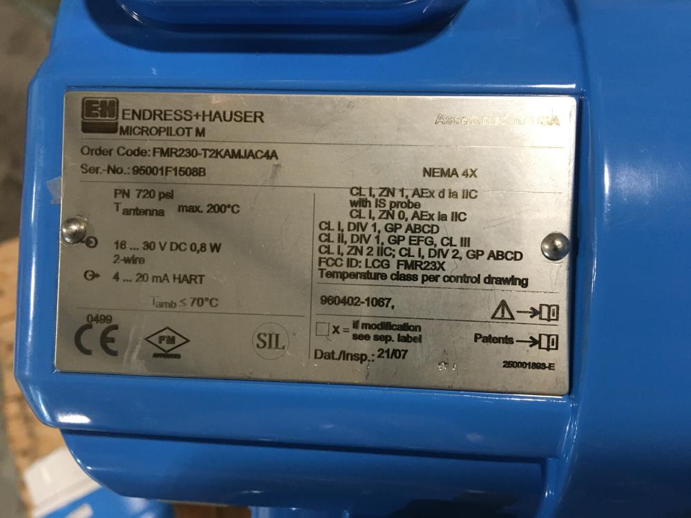Endress & Hauser Micropilot M FMR230 Radar Level Transmitter