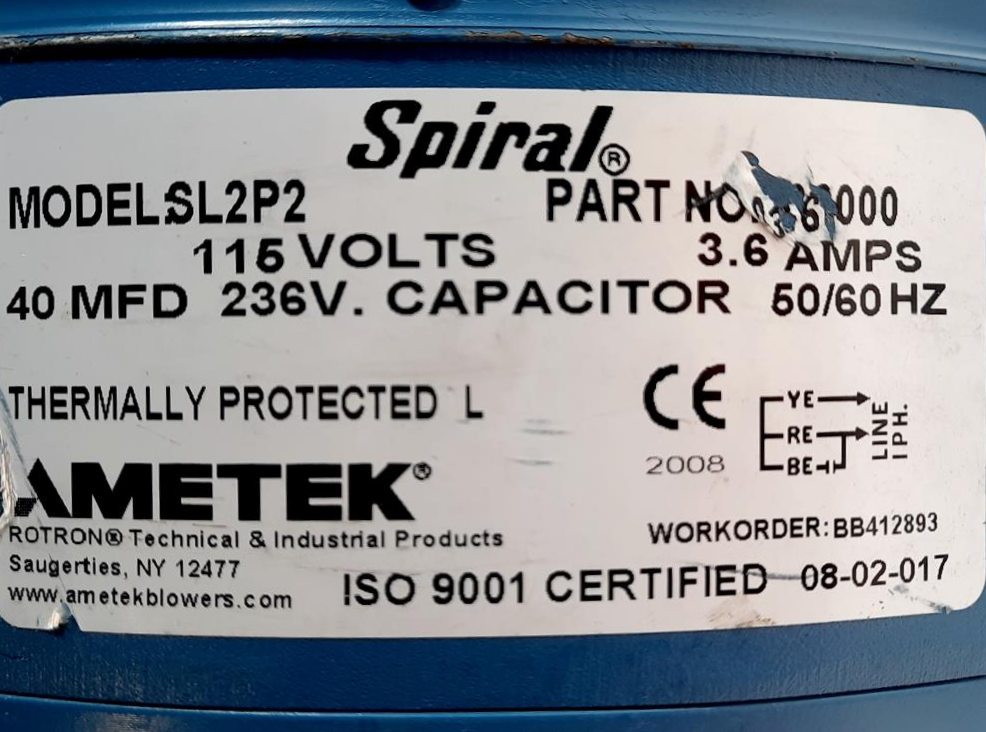 Ametek Rotron Spiral SL2P2 Regenerative Blower