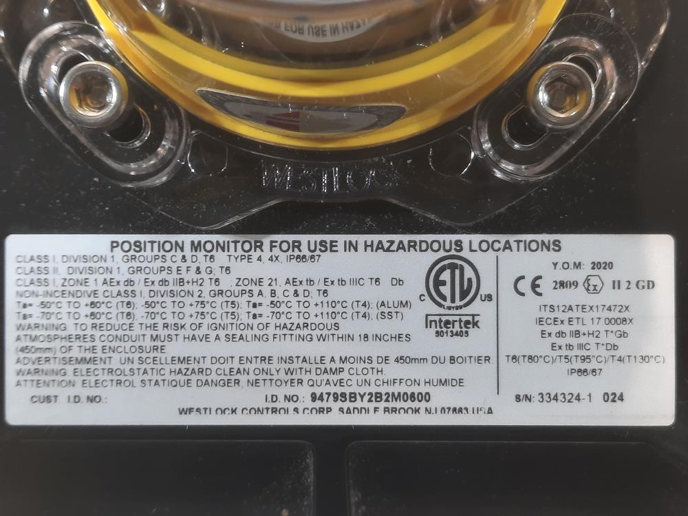 Westlock Valve Control Position Monitor 9479SBY2B2M0600