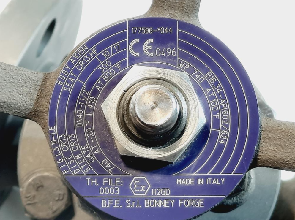 Bonney Forge 1-1/2" 300# Steel Flanged Gate Valve