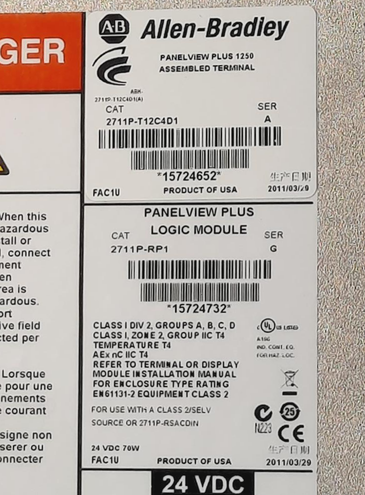 Allen Bradley Panelview Plus 1250 - Cat #2711P-RDT12C