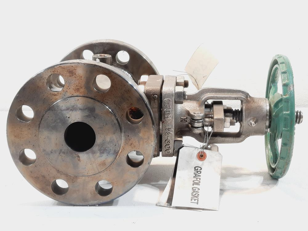 Kitz 2-1/2" x 1-1/2" 300# CF8M Steam Jacket Gate Valve B16.34