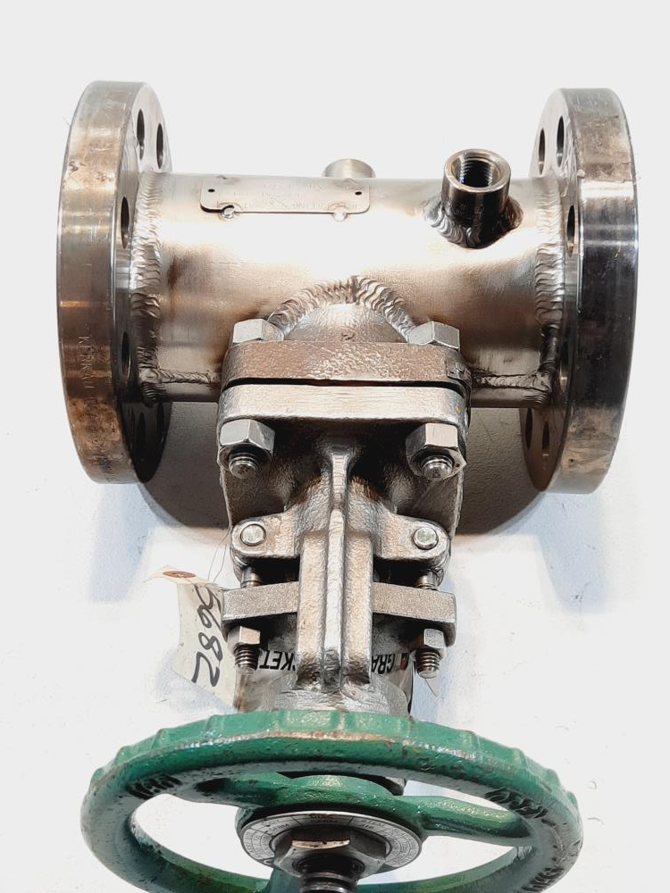 Kitz 2-1/2" x 1-1/2" 300# CF8M Steam Jacket Gate Valve B16.34