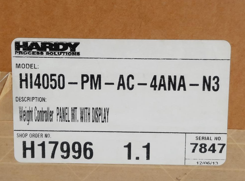Hardy Process Solutions Weight Controller HI4050-PM-AC-4ANA-N3 Hardy Process Solutions Weight Controller HI4050-PM-AC-4ANA-N3