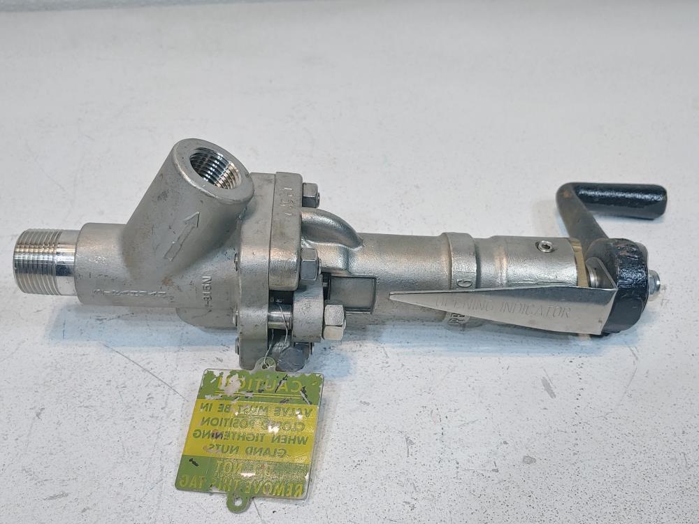 Strahman 1/2" F x 3/4" M Stainless Steel CF8M Sampling Valve SV-700 (Y ...