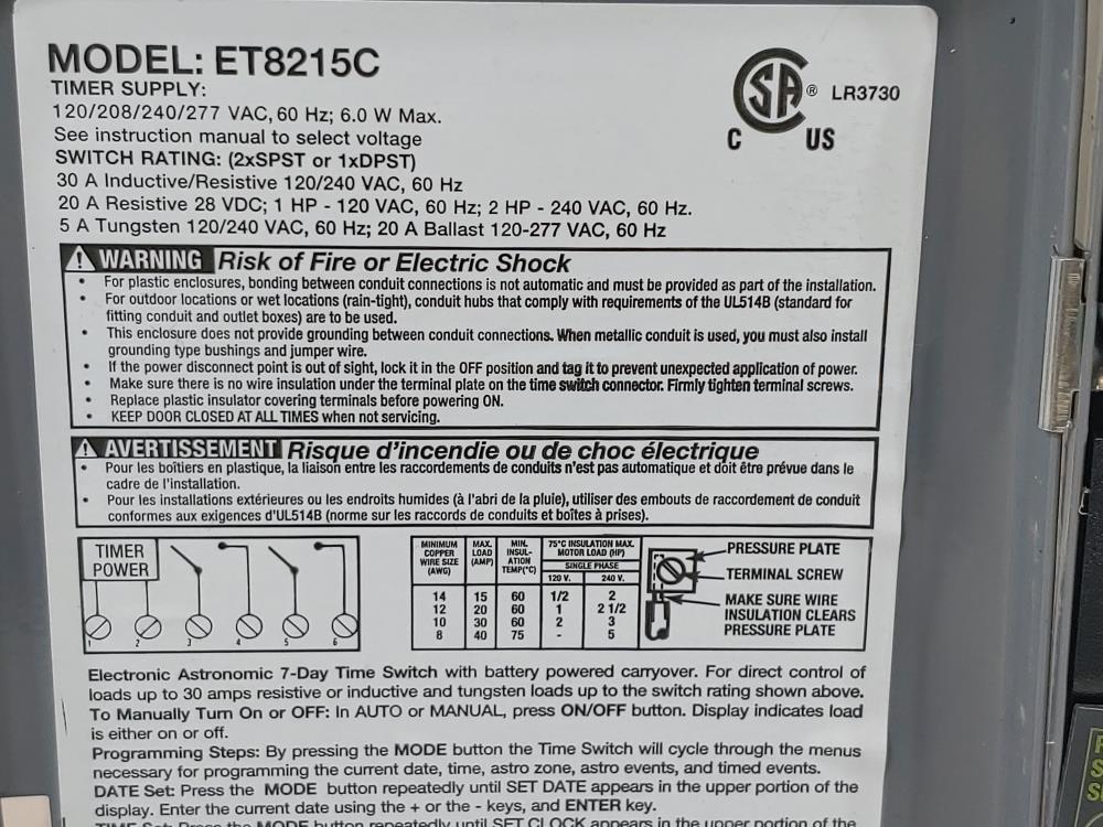 Intermatic Astronomic Electronic Timer, Model ET8215C