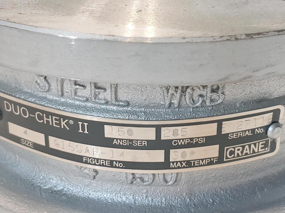 Crane Dou-Check II 4" Wafer CK Valve WCB Fig, # 4G255AF14