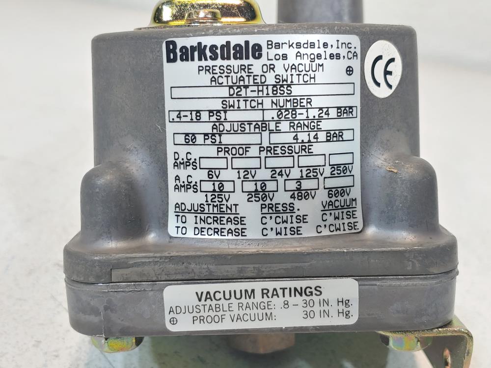 Barksdale D2T-H18SS Mechanical Pressure Diaphragm Switch