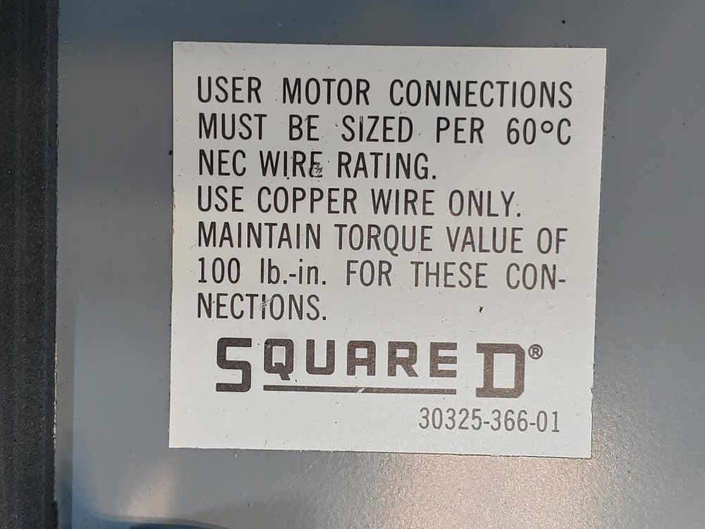 Square D Motor Control Center w/Nema Size 3 Starter