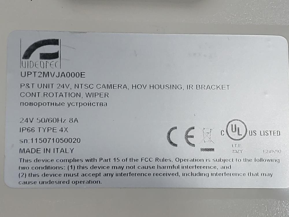 Videotec UPT2MVJA000E Camera Positioning Unit