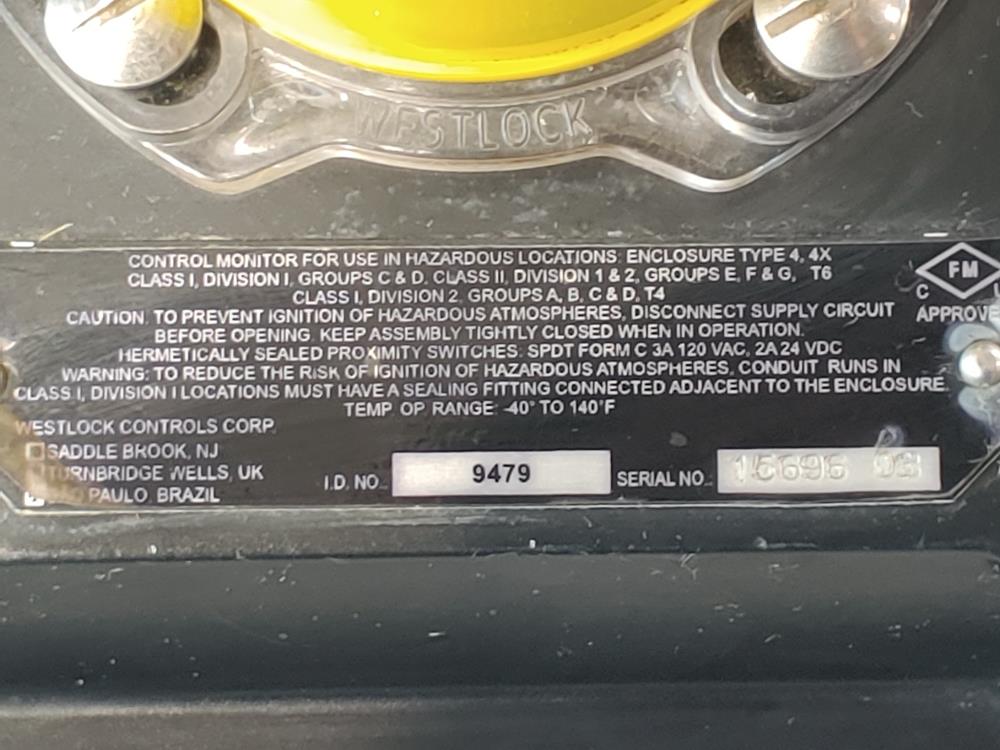 Westlock Proximity Switch Control Position Monitor 9479NBY2B2M0600