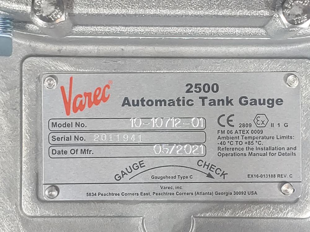 Varec 2500 Automatic Tank Gauge 10-10712-01 w/ (2) Elbows