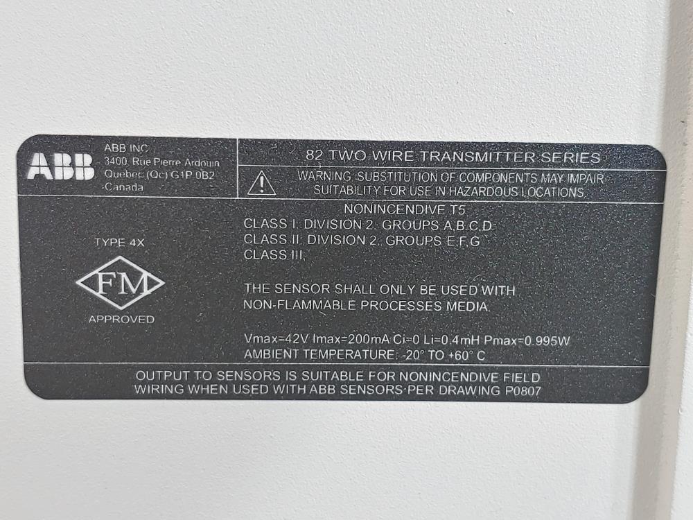 ABB TB82 HART PH Transmitter TB82PH2110110