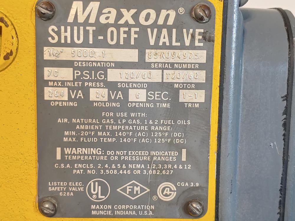 Maxon 1-1/2"NPT Shut Off Valve Model#:5000 1
