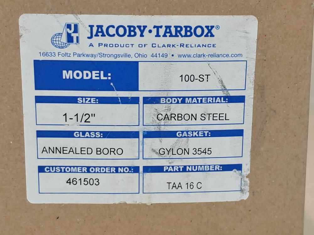 Jacoby Tarbox 1-1/2" Carbon Steel Sight Flow Indicator Model# 100-ST ...