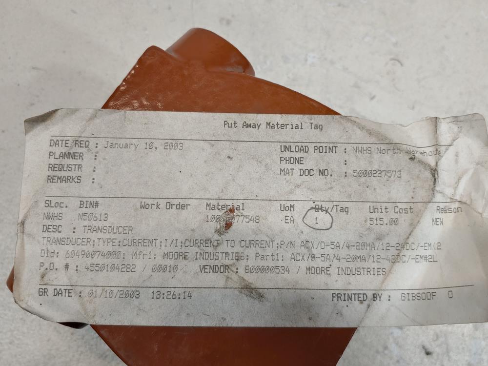 Moore Industries ACX/0-50A/4-20MA/12-42DC-EM E2LSI AC Current Transmitter