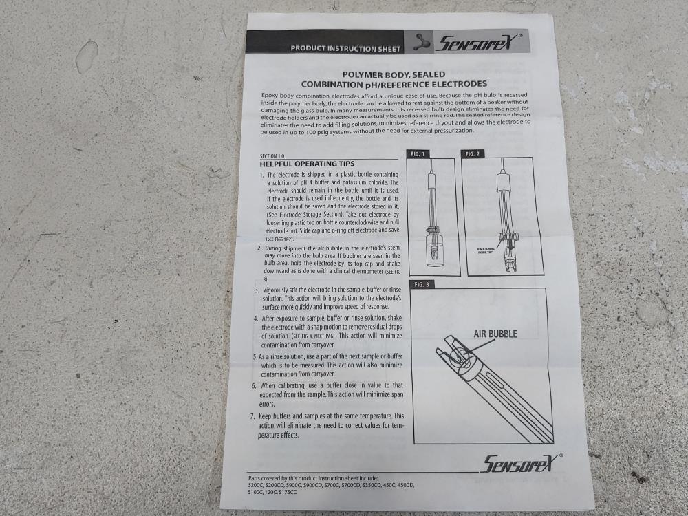 Sensorex S200C/BNC PH Electrode 20FT