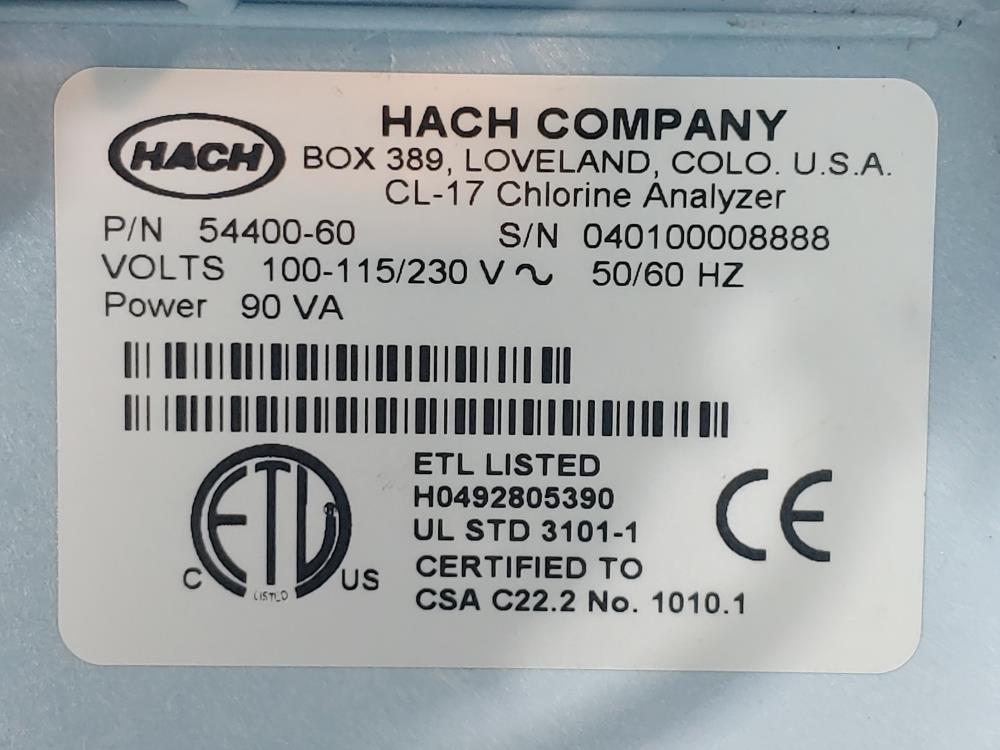 Hach CL-17 Chlorine Analyzer - 54400-60