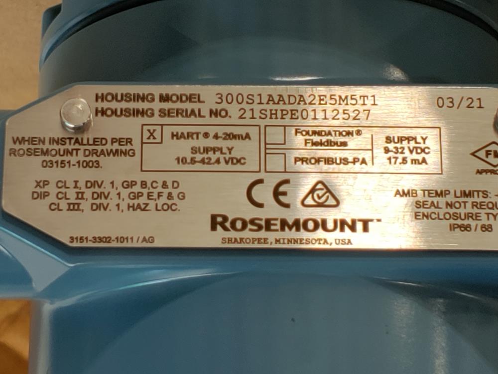 Rosemount Emerson 3051S1TG2A2E11A1ADA2E5M5T1 Pressure Transmitter