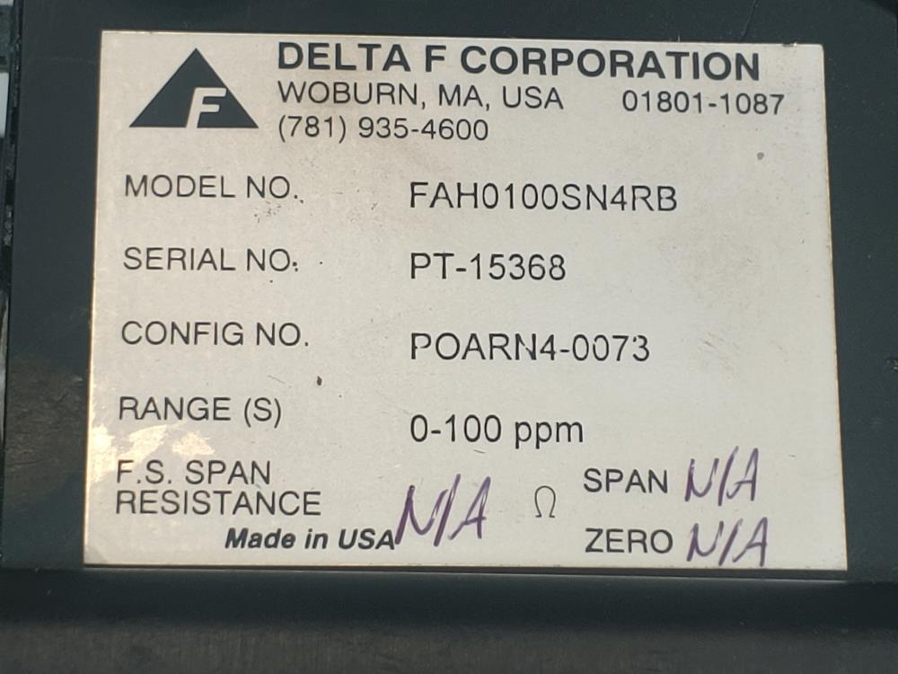 Delta Platinum F Series Process Oxygen Analyzer FAH0100SN4RB