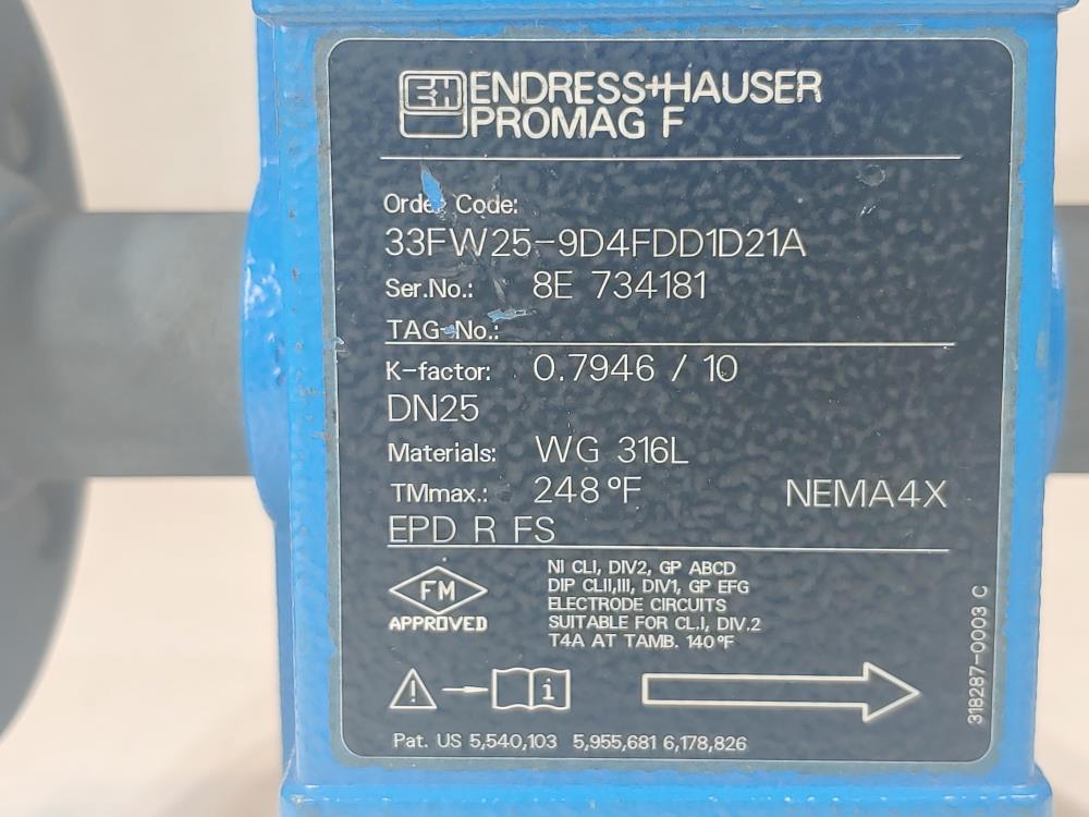 ENDRESS & HAUSER PROMAG F 33FW25-9D4FDD1D21A ( K-Factor: 0.7946/ 10 )