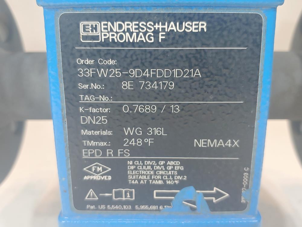 ENDRESS & HAUSER PROMAG F 33FW25-9D4FDD1D21A ( K-Factor: 0.7689/13 )