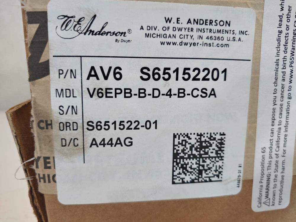 Dwyer Instruments V6EPB-B-D-4-B -CSA Flow switch Brass 3/4" NPT