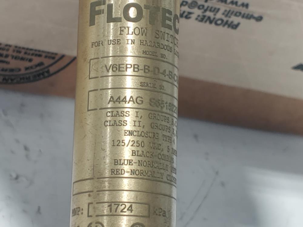 Dwyer Instruments V6EPB-B-D-4-B -CSA Flow switch Brass 3/4" NPT