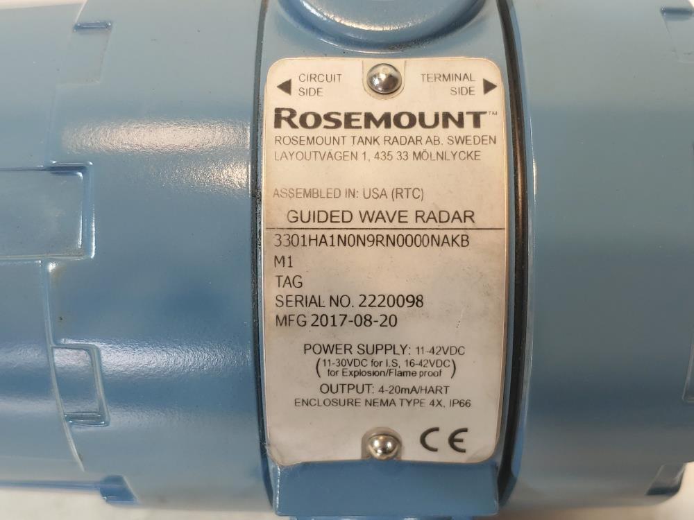 Rosemount Guided Wave Radar Level Transmitter 3301HA1N0N9RN000NAKBM1