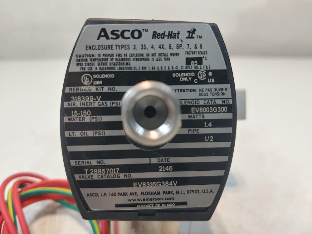 Asco Red-Hat 1/2" Solenoid Valve EV8003G300 / EV8316G384V