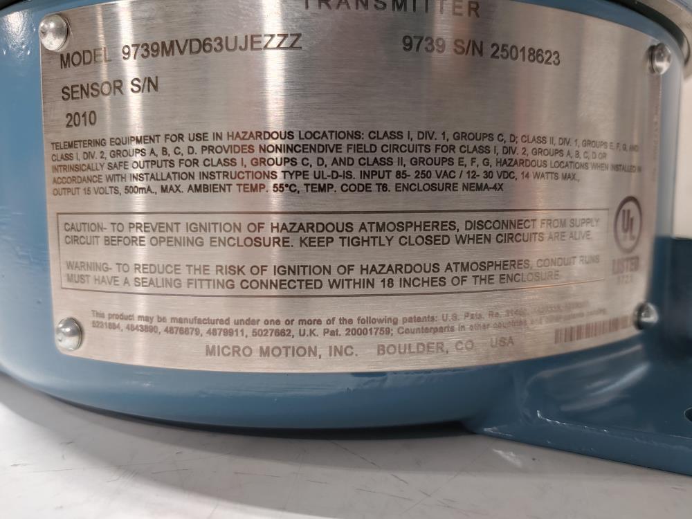 Micro Motion 9739 Flow Transmitter 9739MVD63UJEZZZ