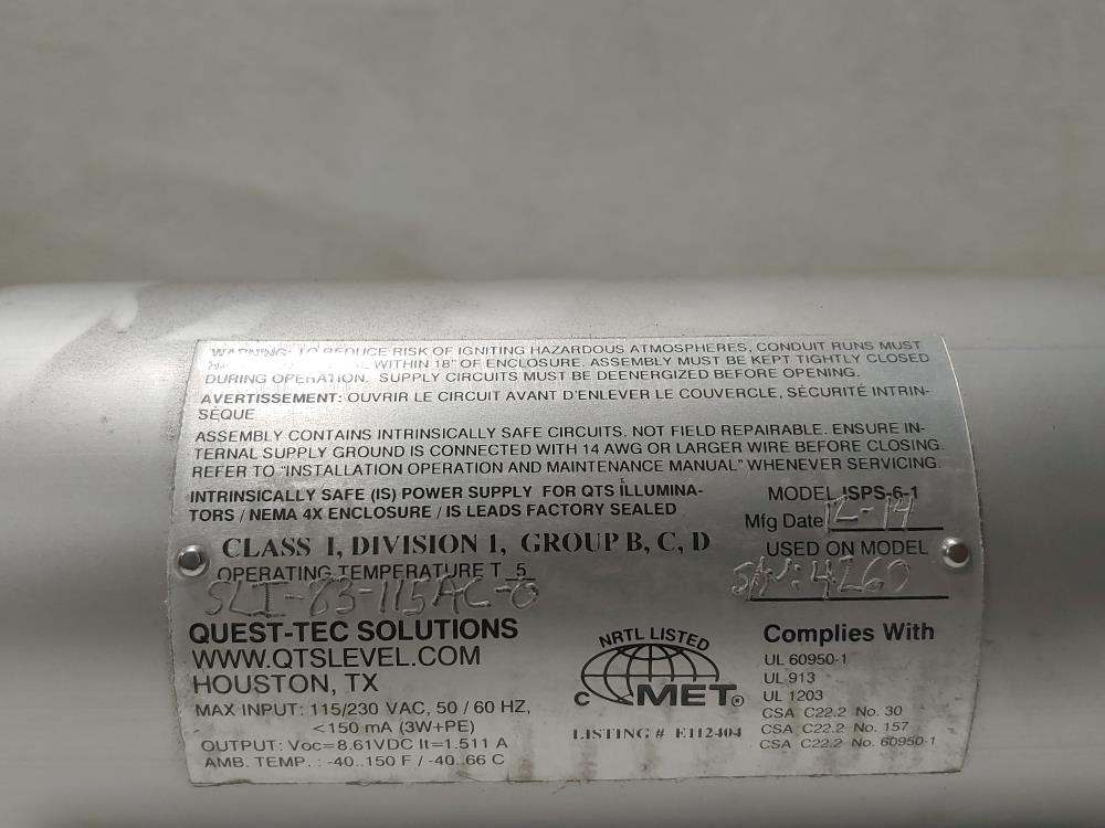 Quest-Tec See-Level Illuminator ISPS-6-1 Model#: ISPS-6-1 / SLI-83-115AC-0